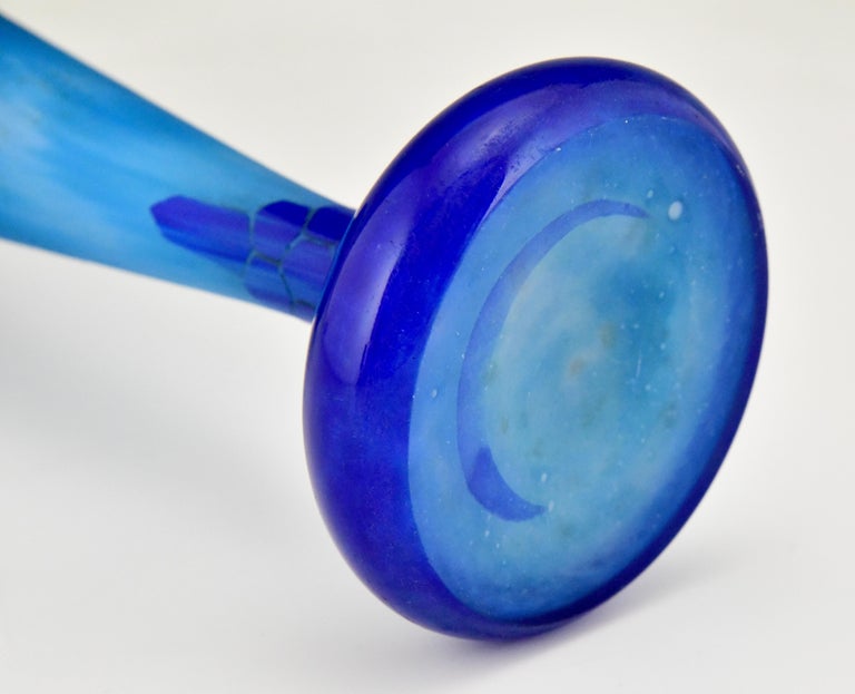 Azurette Art Deco Blue Cameo Glass Vase by Charles Schneider Le Verre ...