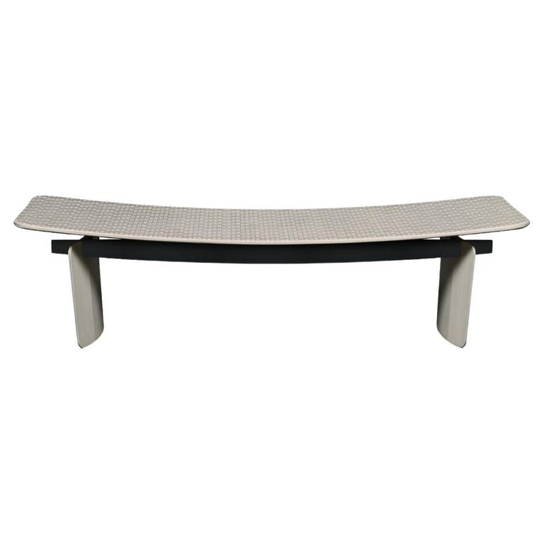 Azzano Wood Bench with Delicate Curves and Geometric Decorations and ...