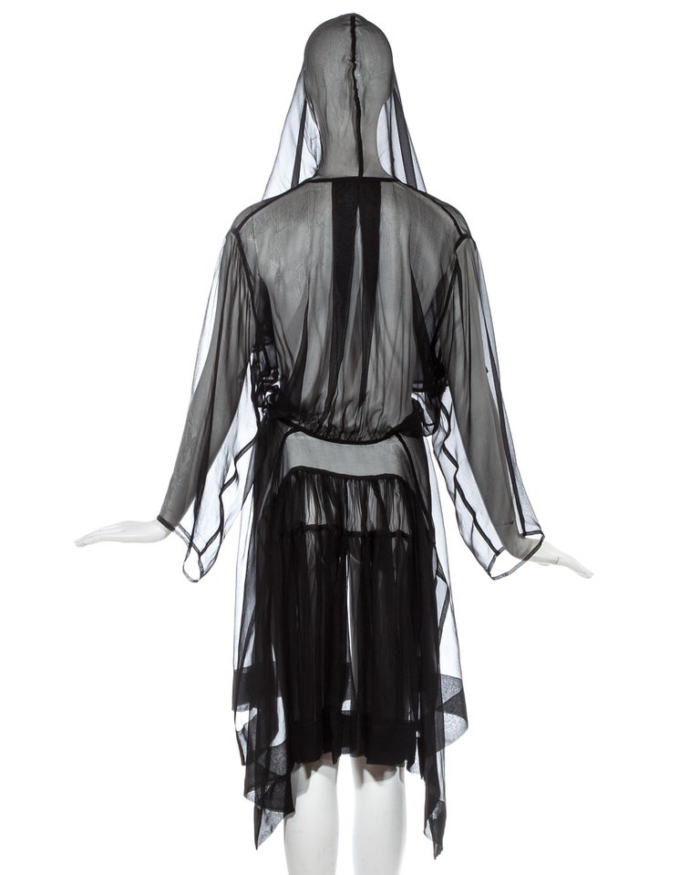 Azzedine Alaia black silk chiffon hooded evening cloak, ss 1988 at ...
