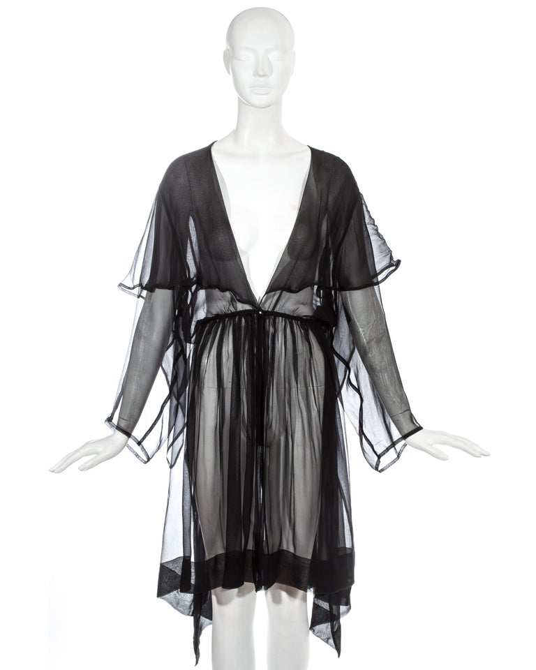 Azzedine Alaia black silk chiffon hooded evening cloak, ss 1988 at ...