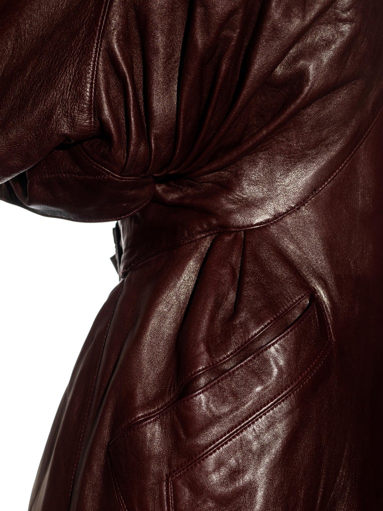 Azzedine Alaia brown leather jacket and skirt suit, fw 1984 For Sale at ...