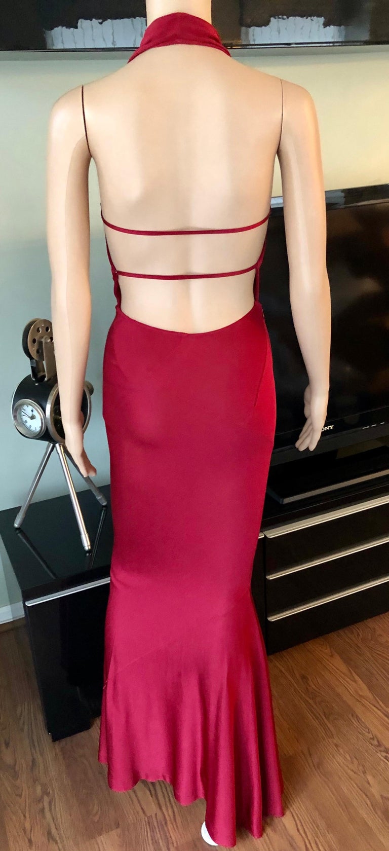 Azzedine Alaïa c. 1990's Vintage Halter Backless Red Gown Maxi Dress at ...