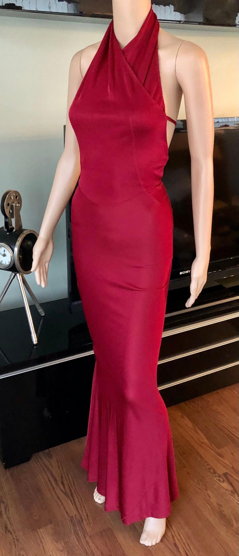 Azzedine Alaïa c. 1990's Vintage Halter Backless Red Gown Maxi Dress at ...