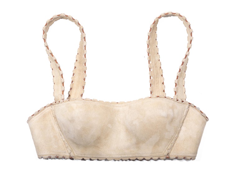 Azzedine Alaia cream suede bra top, ss 1992 at 1stDibs