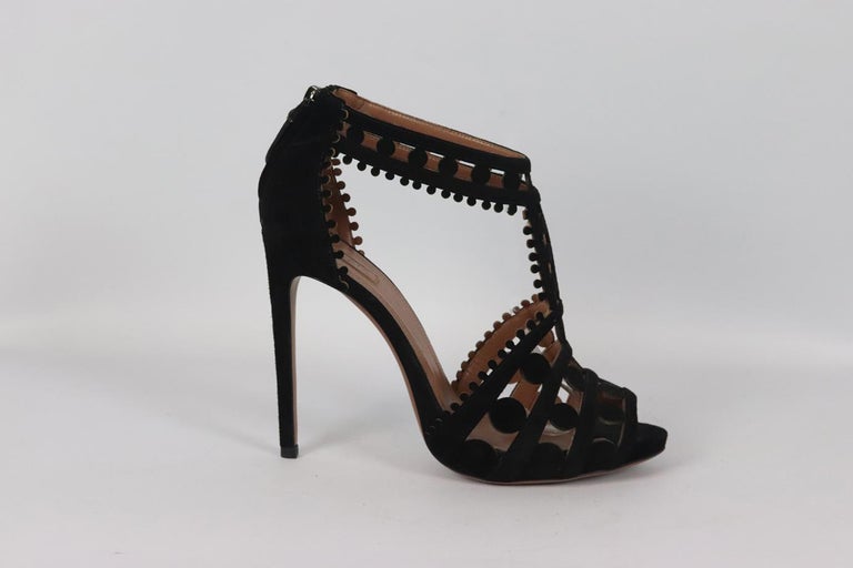 Azzedine Alaïa Cutout Suede Sandals Eu 40 Uk 7 Us 10 For Sale at 1stDibs