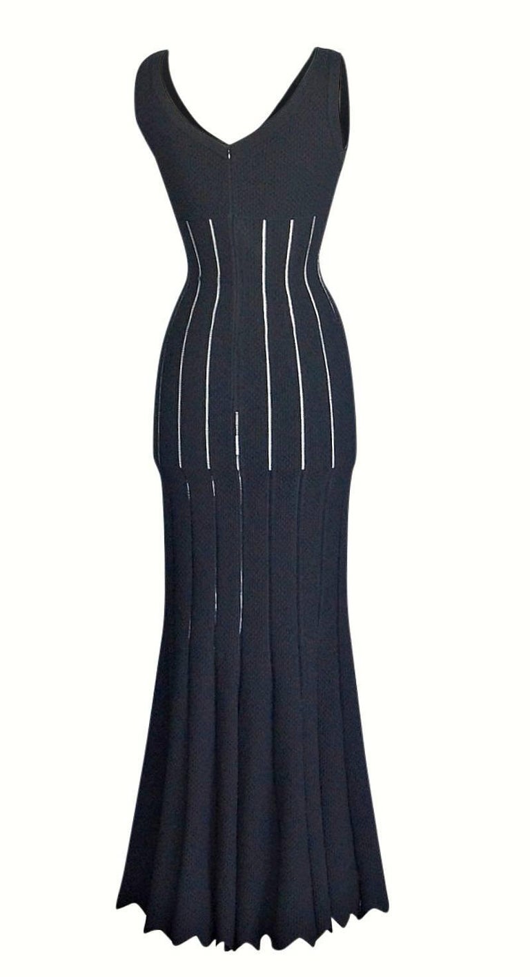 Azzedine Alaia Dress Black Exquisite Shape and Knit Full Length 38 / 6 ...