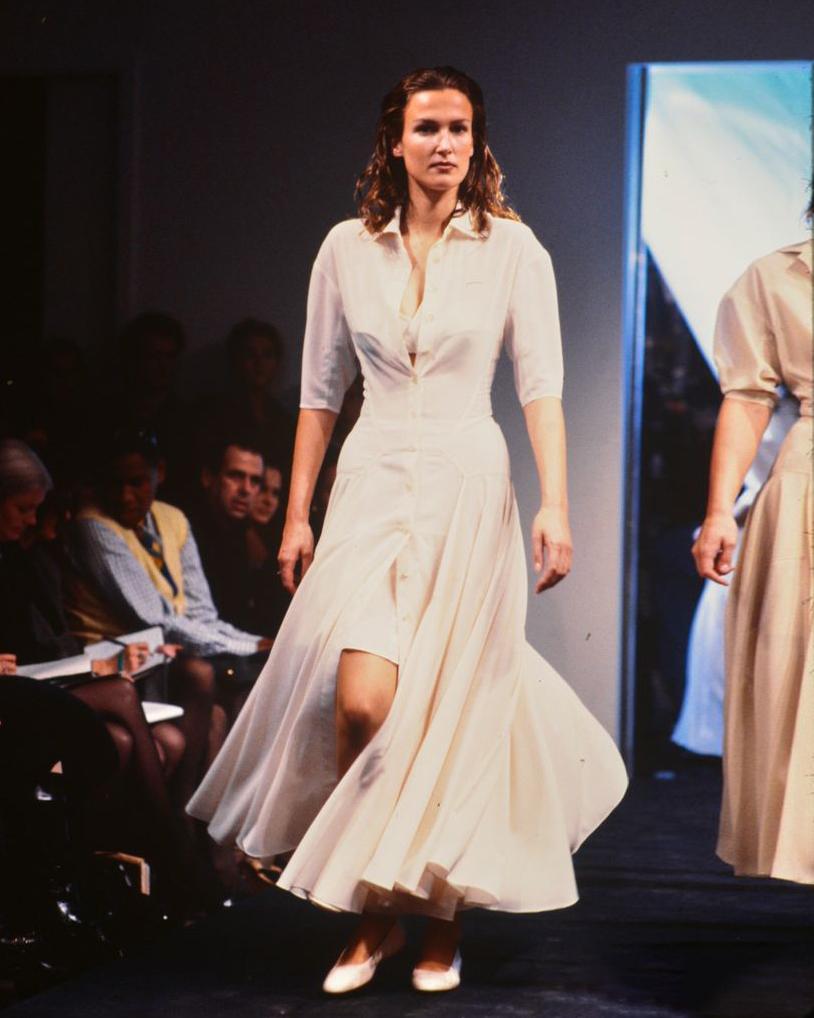 Azzedine Alaia ivory summer shirt dress, ss 1987 at 1stDibs