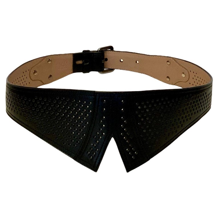 Azzedine Alaïa Laser-cut Black Leather Waist Belt For Sale at 1stDibs