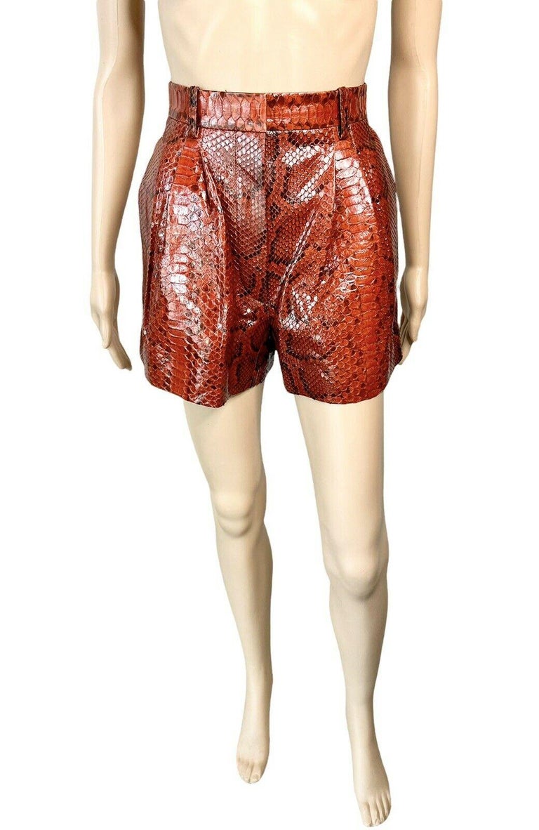 Azzedine Alaia Python Snakeskin Leather Red Shorts at 1stDibs