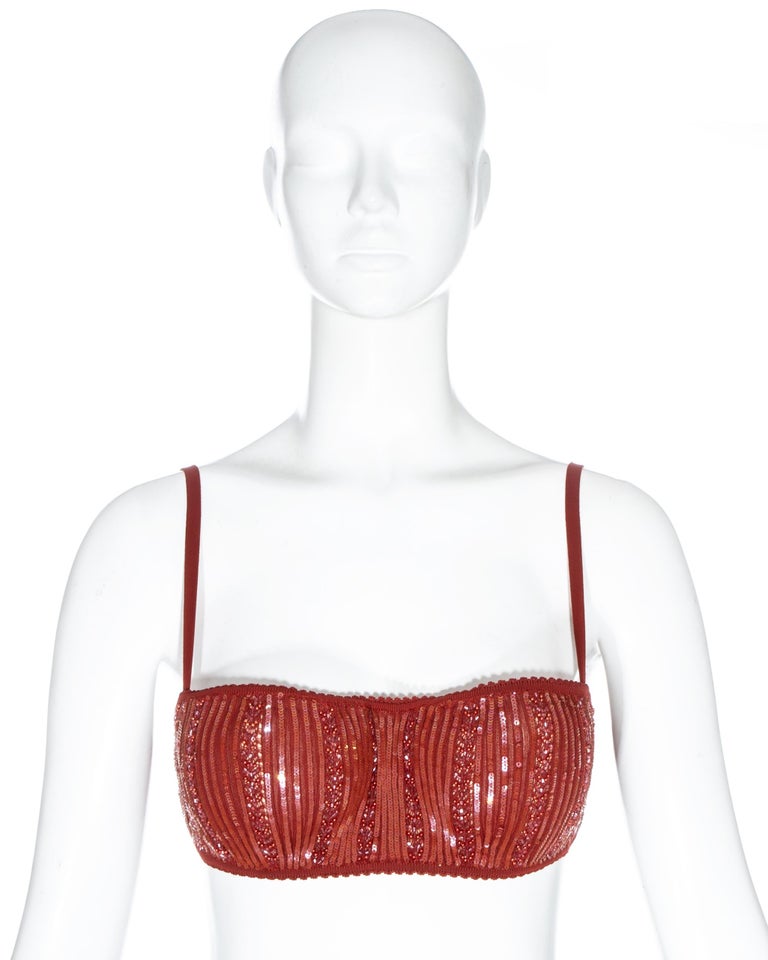 Azzedine Alaia red sequin evening bra, ss 1996 For Sale at 1stDibs ...