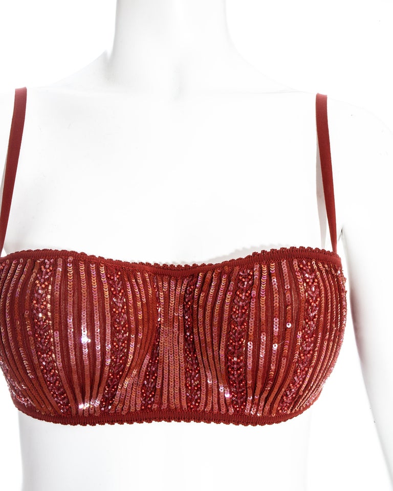 Azzedine Alaia red sequin evening bra, ss 1996 For Sale at 1stDibs ...