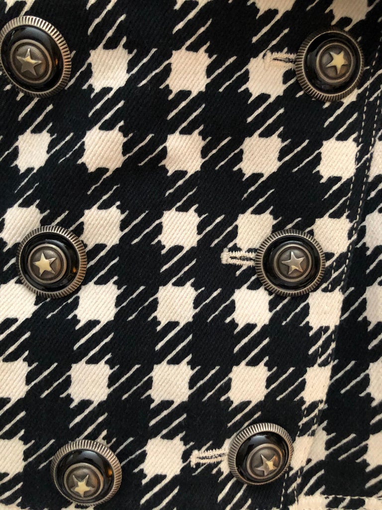 Azzedine Alaia S/S 1991 Iconic Tati Checkered Black and White Crop ...