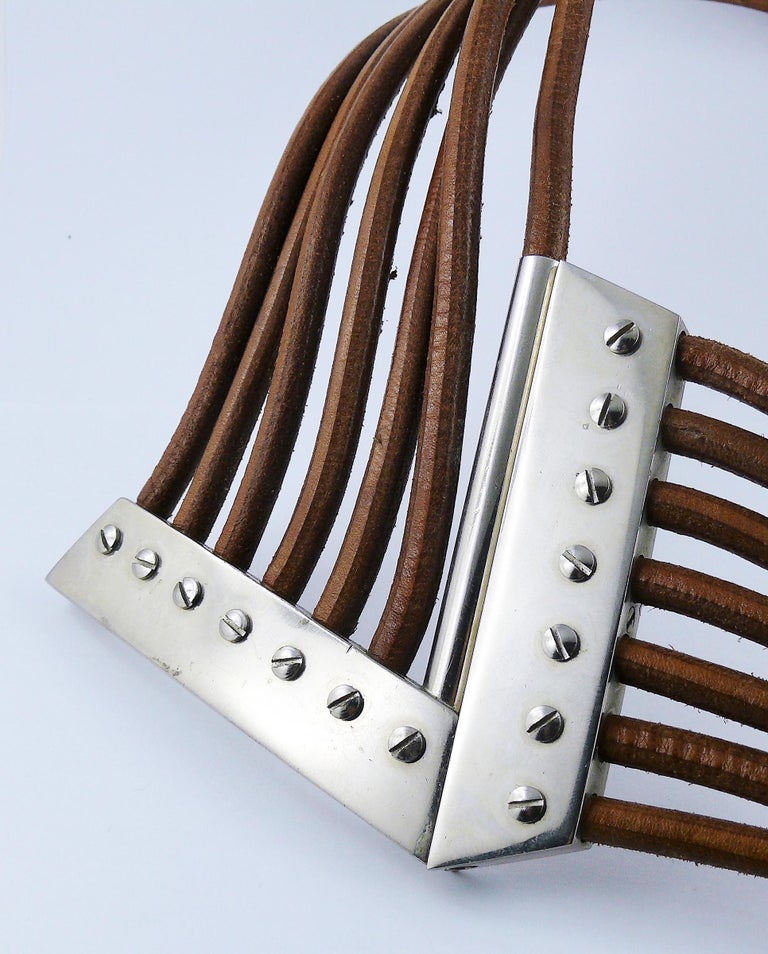 Azzedine Alaia Vintage Multi Strings Leather Belt with Silver Toned ...