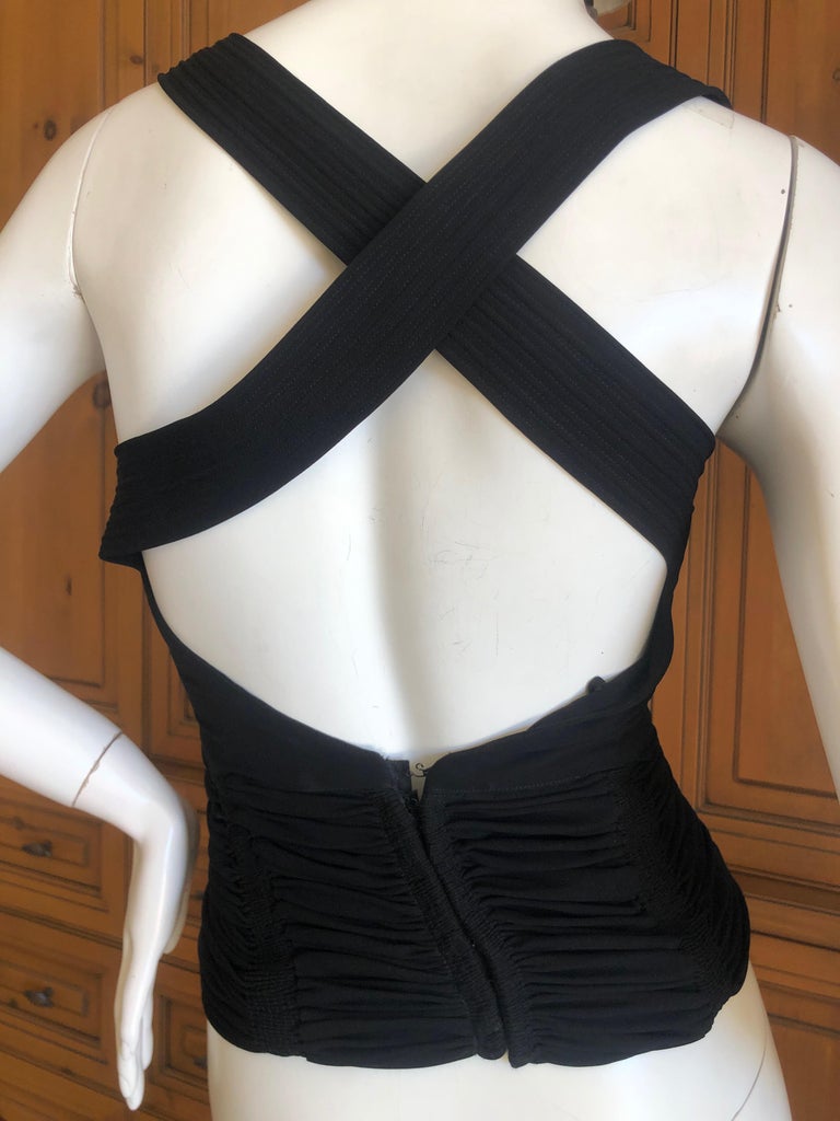 Azzedine Alaia Vintage Racer Back Black Ruched Corset For Sale at 1stDibs