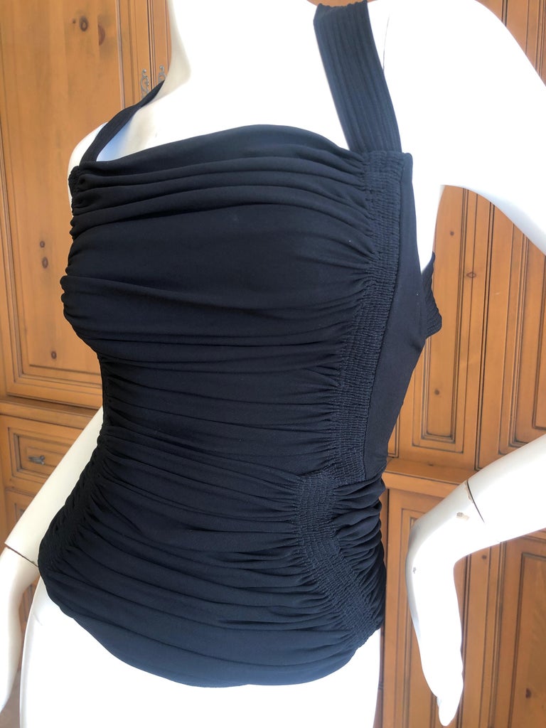 Azzedine Alaia Vintage Racer Back Black Ruched Corset For Sale at 1stDibs