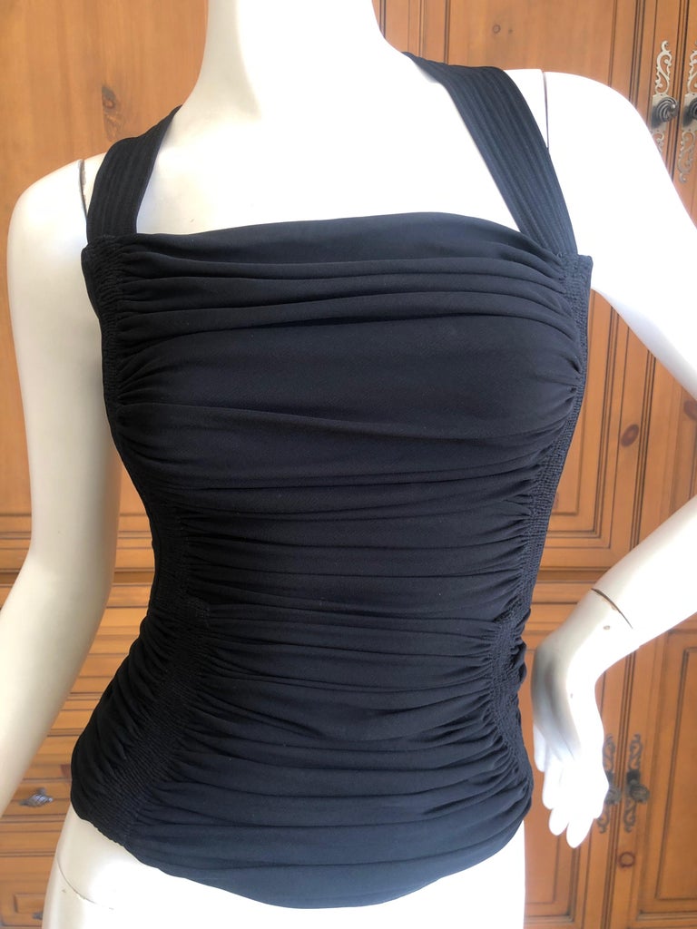 Azzedine Alaia Vintage Racer Back Black Ruched Corset For Sale at 1stDibs