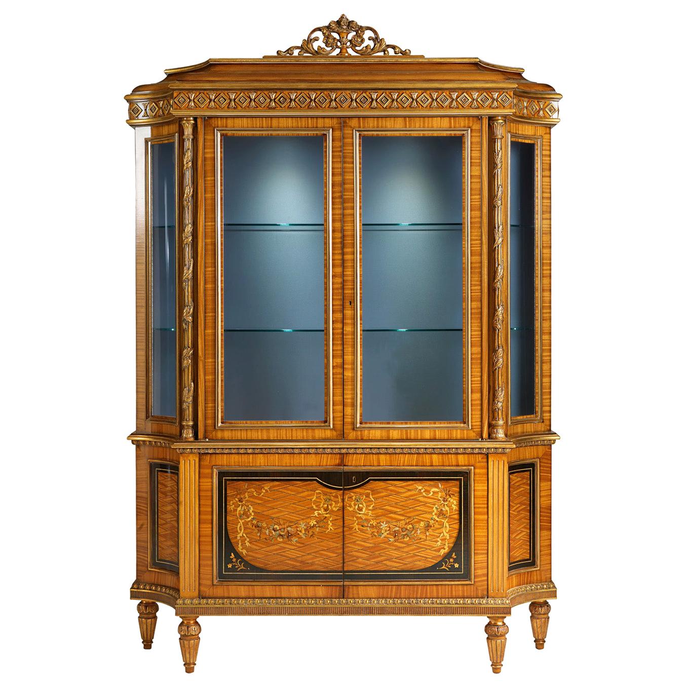 Art Deco Showcase with Lalique Glass Doors For Sale at 1stDibs
