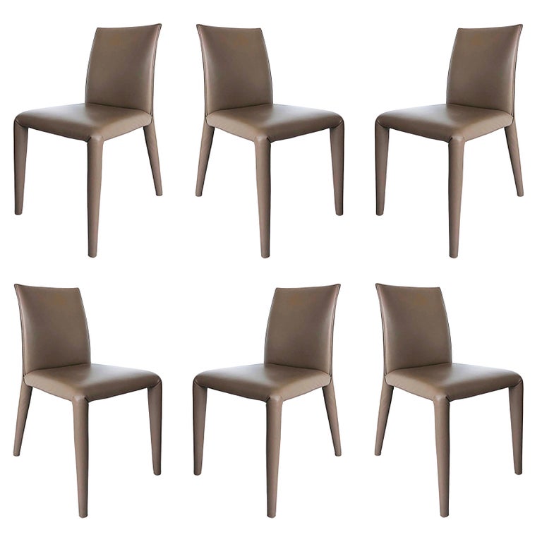 B and B Italia Mario Bellini Vol Au Vent Leather Dining Chairs, Set of ...