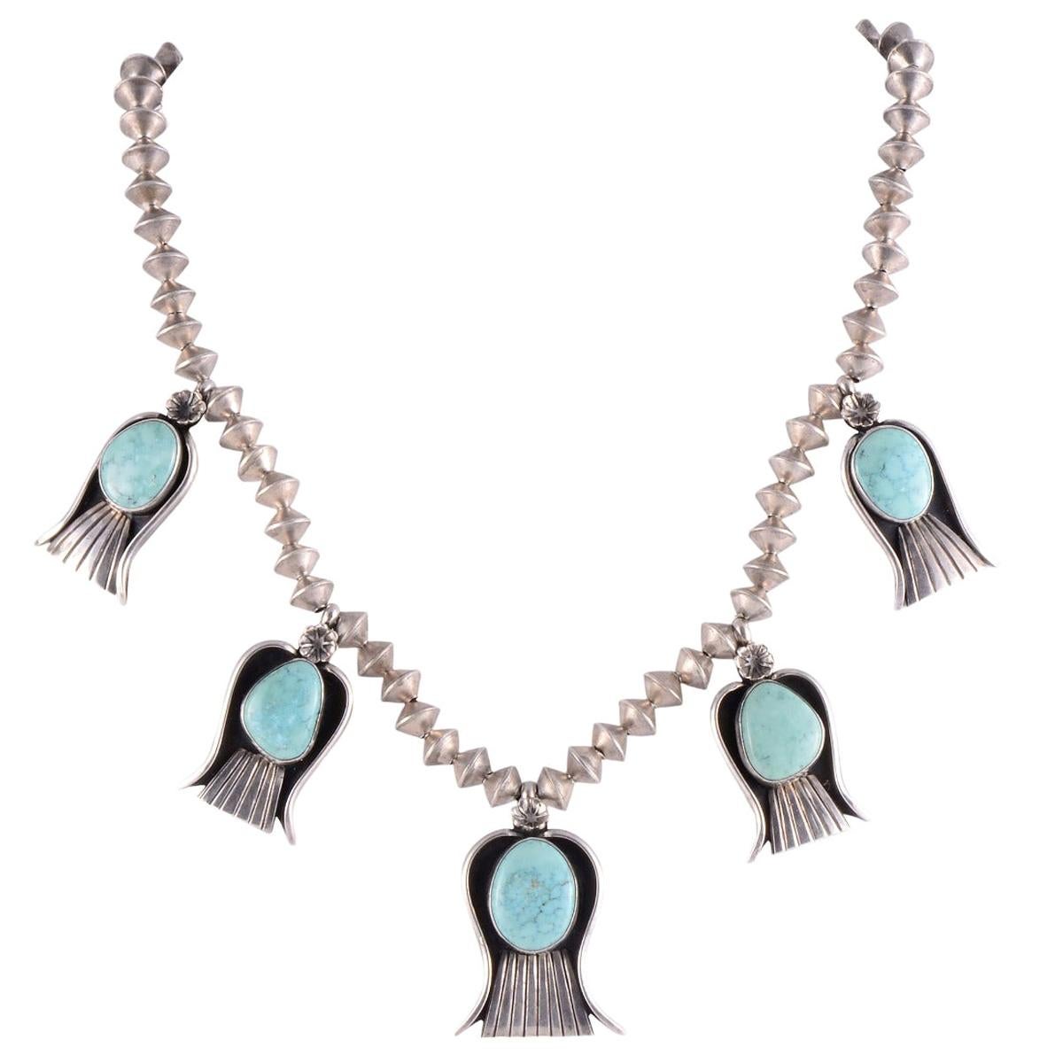 Genuine Navajo Larry Moses Begay Turquoise Pendant at 1stDibs