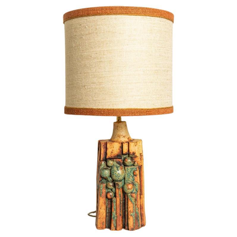 Large Danisch Ceramic Table Lamp with Custom Silk Lampshade by R Houben ...