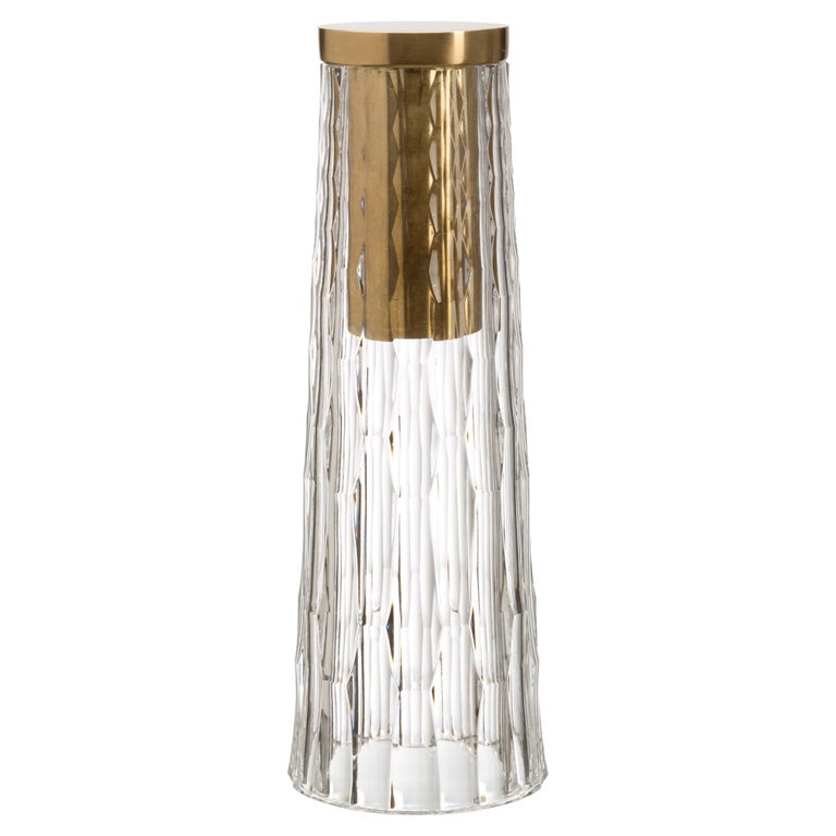 Art Deco Crystal Glass and Brass Cordless Table Lamp For Sale at 1stDibs