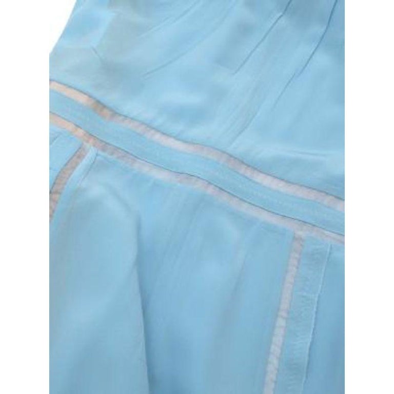 baby blue silk crepe and tulle cut-out dress For Sale at 1stDibs