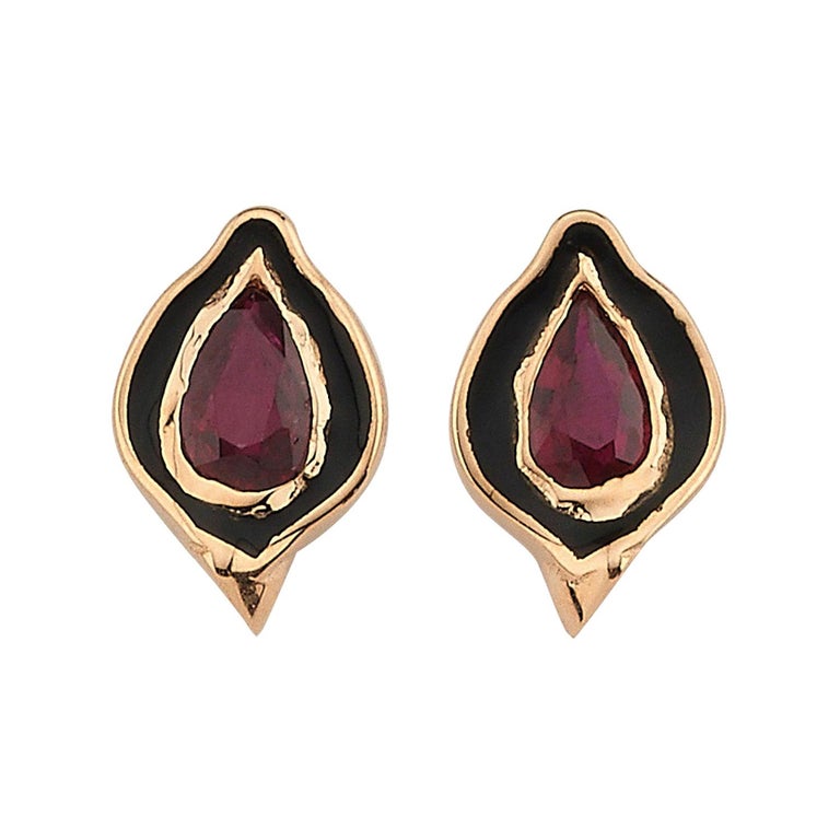 Baby Dragon Ruby Stud Earrings in 14 Karat Rose Gold with Ruby For Sale ...