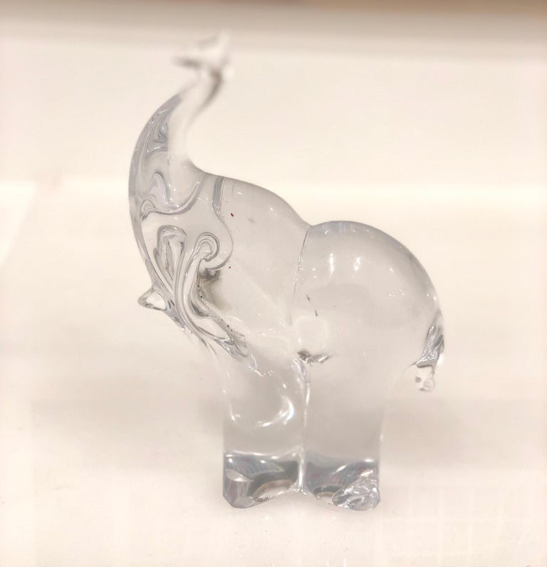 Baby Elephant Glass Sculpture by Eneryda of Sweden Signed For Sale at ...