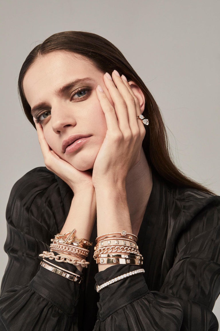 Baby Frame 5 Diamonds Bracelet / Rose Gold For Sale at 1stDibs