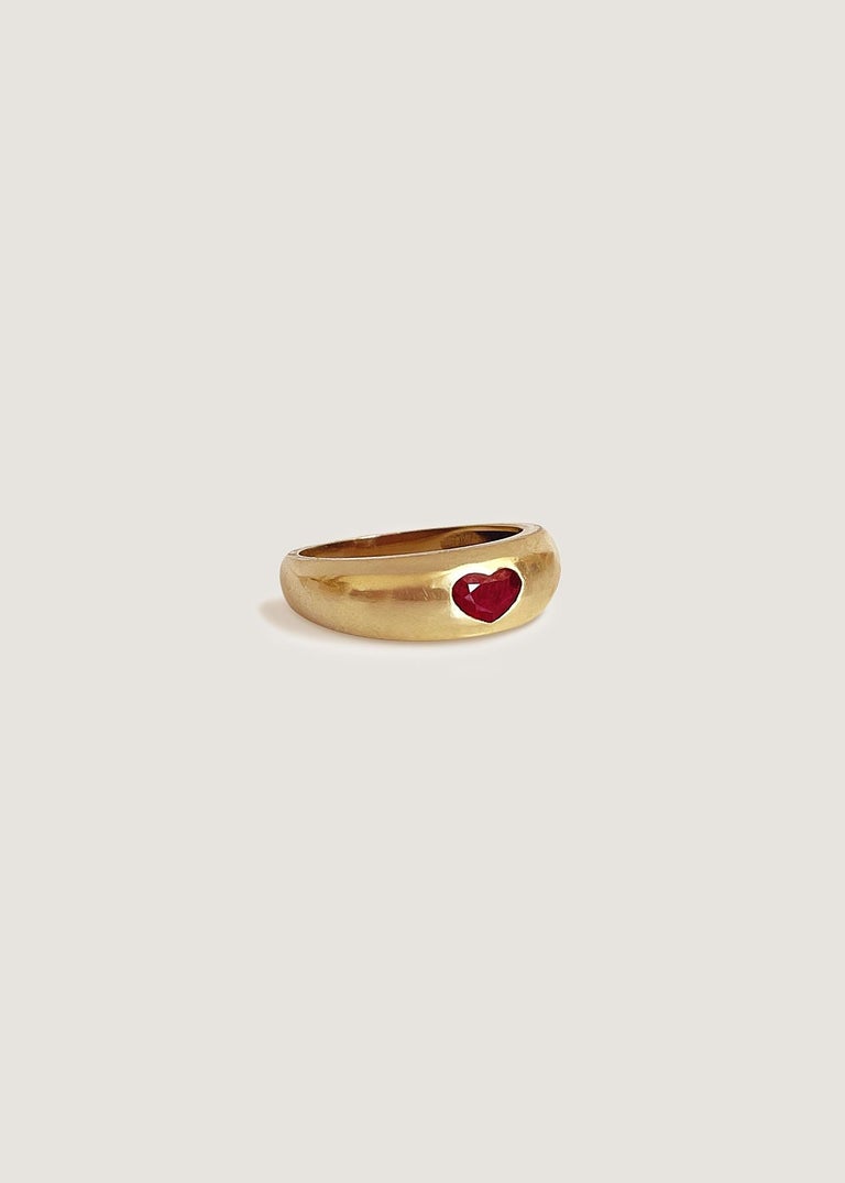 Customizable Baby Kay Heart Dome Ring .50CW 14k Solid Yellow Gold For ...