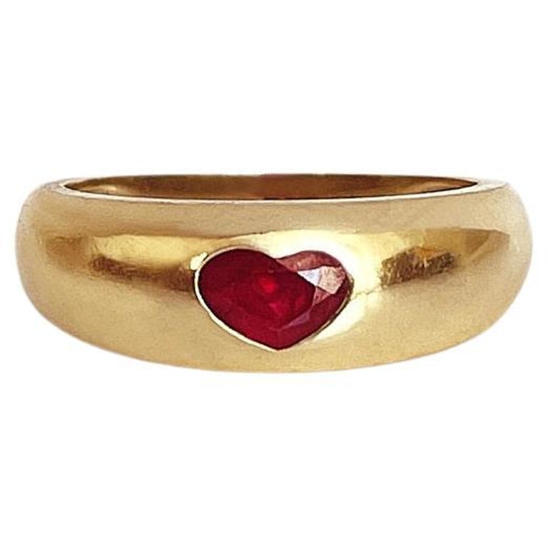 Customizable Baby Kay Heart Dome Ring .50CW 14k Solid Yellow Gold For ...