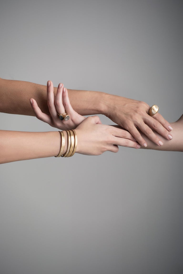 Baby Malak Champagne Diamond Thick Cuff in 18K Hand Brushed Gold For ...