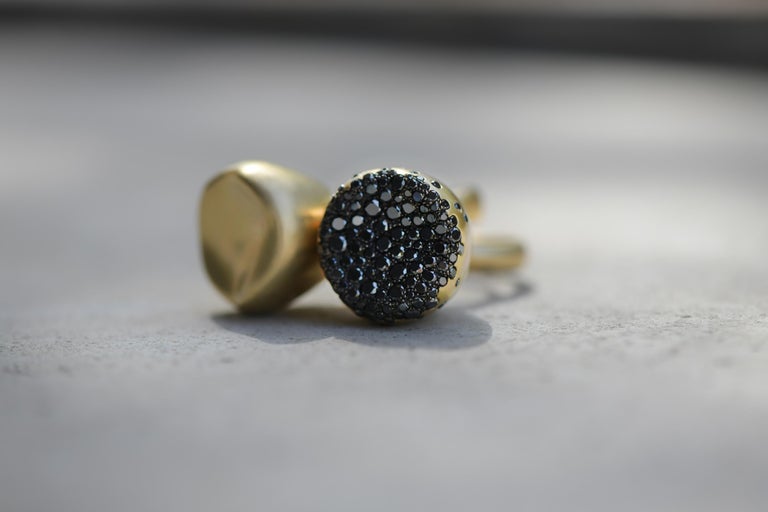 Customizable 'Baby Malak' Flourish Caviar Small Gold Ring with 0.95ct ...