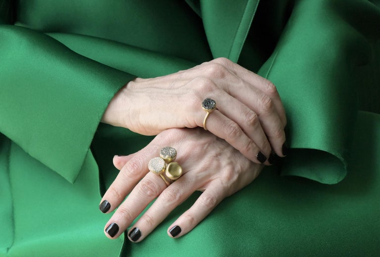 Customizable 'Baby Malak' Flourish Caviar Small Gold Ring with 0.95ct ...