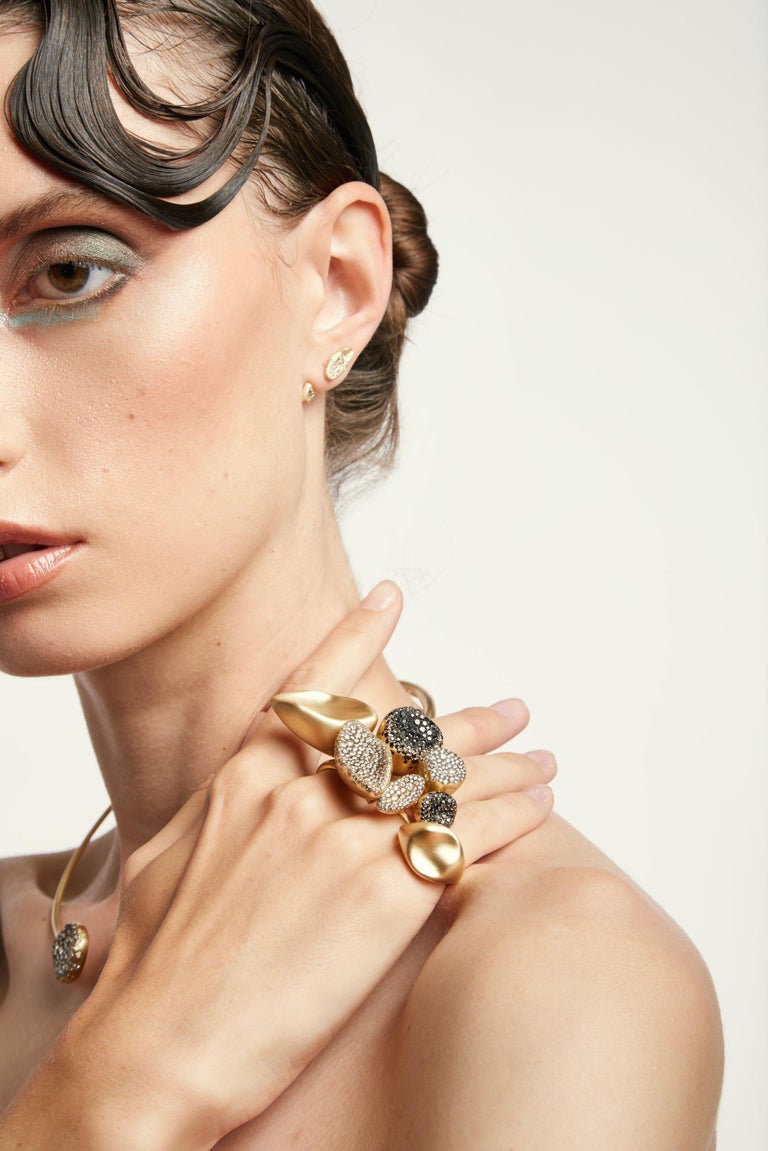 Customizable 'Baby Malak' Flourish Caviar Small Gold Ring with 0.95ct ...