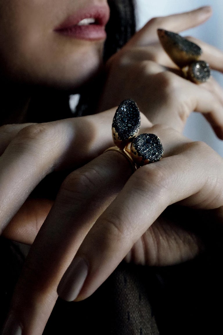 Customizable 'Baby Malak' Flourish Caviar Small Gold Ring with 0.95ct ...