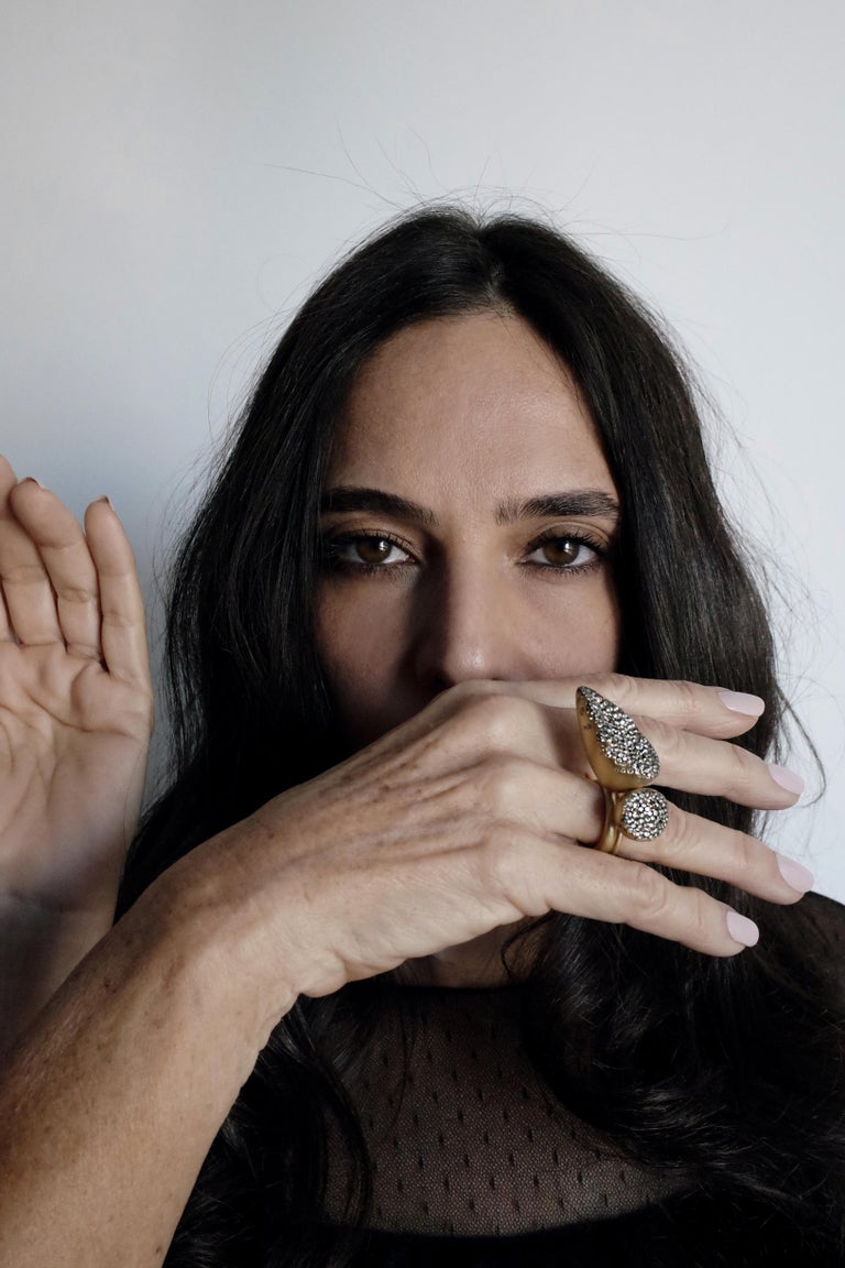 Baby Malak Flourish Marquise Ring in 18K Gold and 3ct of Champagne ...