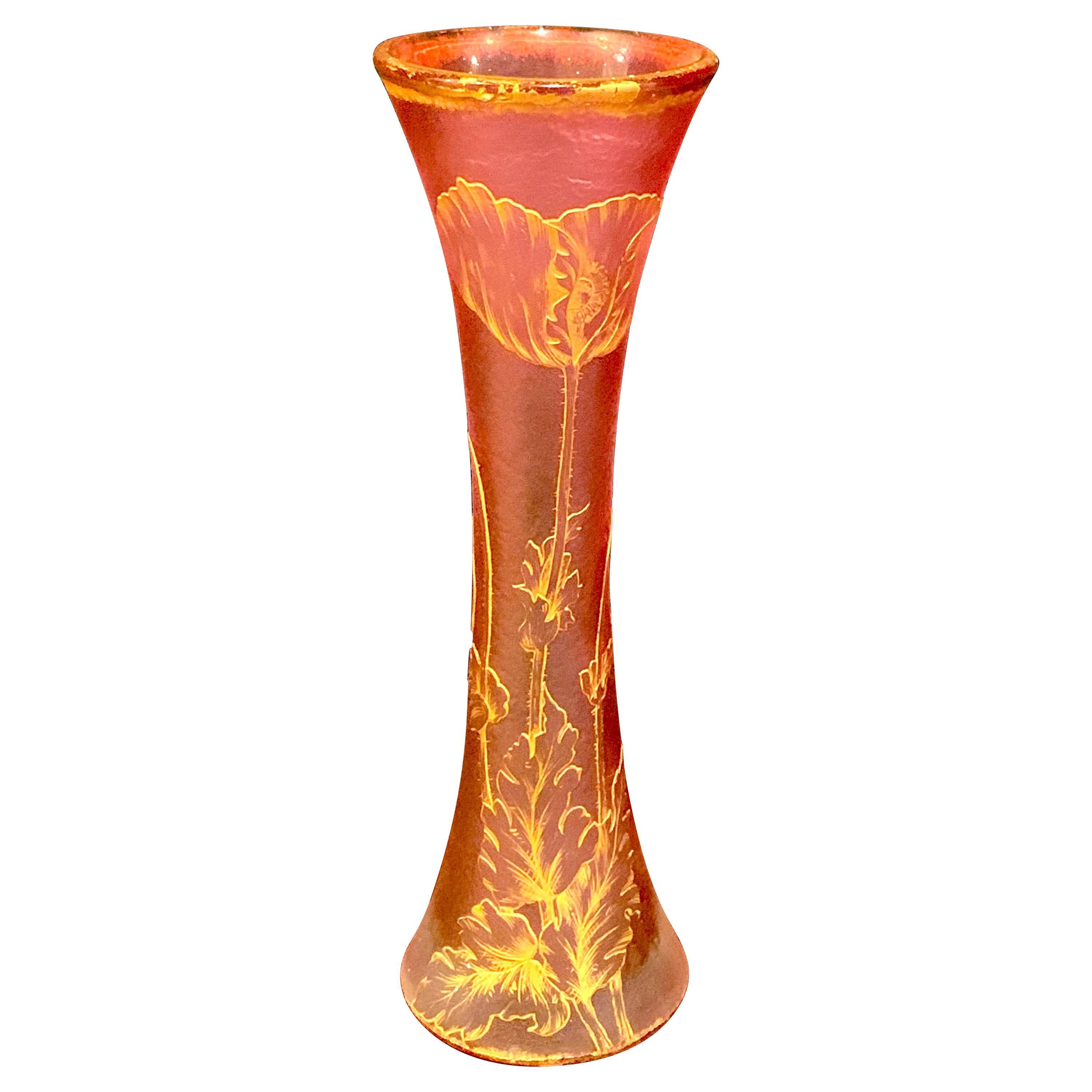 Baccarat Amethyst Gilt Decorated Chipped Ice Trumpet Vase at 1stDibs