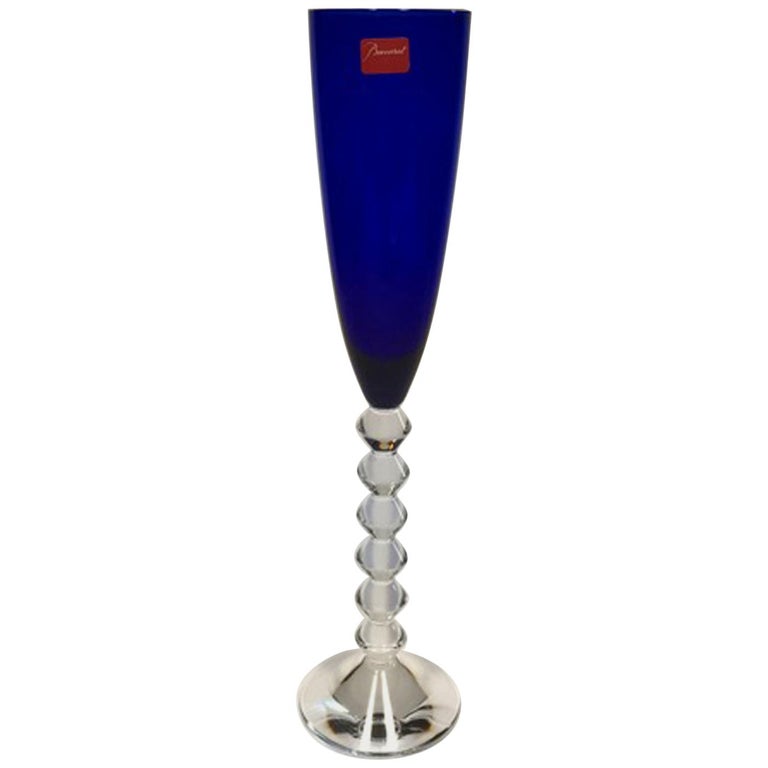 Baccarat Blue Crystal Goblet Glass France, 21st Century For Sale at 1stDibs
