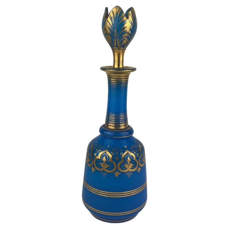 Baccarat Blue Opaline Bubble Bath Bottle with Top Napoleon III Era For ...