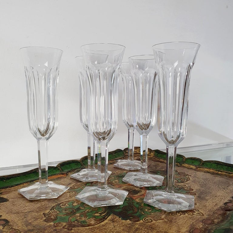 Baccarat Crystal Champagne Flutes Set of 8 For Sale at 1stDibs