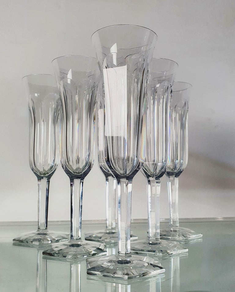 Baccarat Crystal Champagne Flutes Set of 8 For Sale at 1stDibs