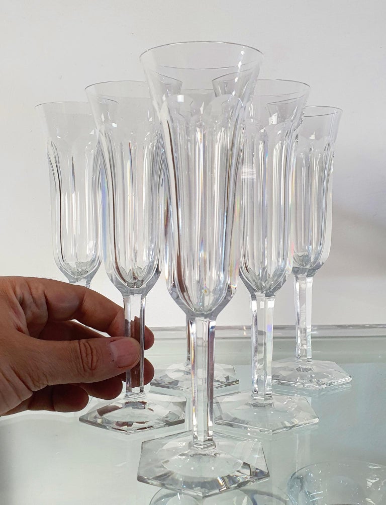 Baccarat Crystal Champagne Flutes Set of 8 For Sale at 1stDibs
