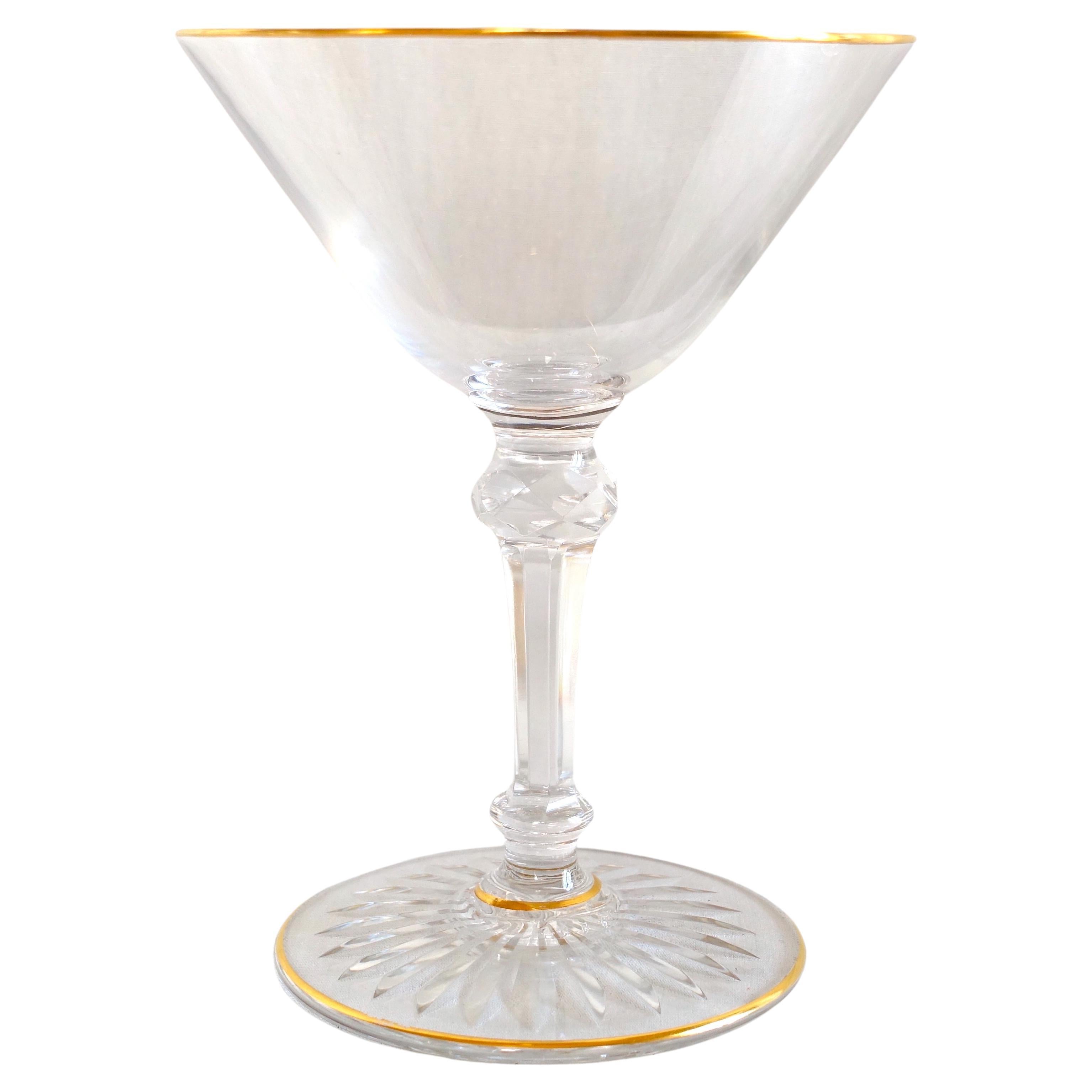 Baccarat crystal champagne glass - fine gold gilt - early 20th century ...