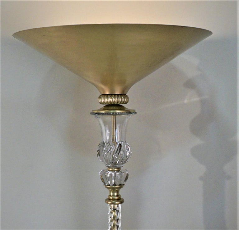 Baccarat Crystal Style Art Deco Torchiere Floor Lamp at 1stDibs
