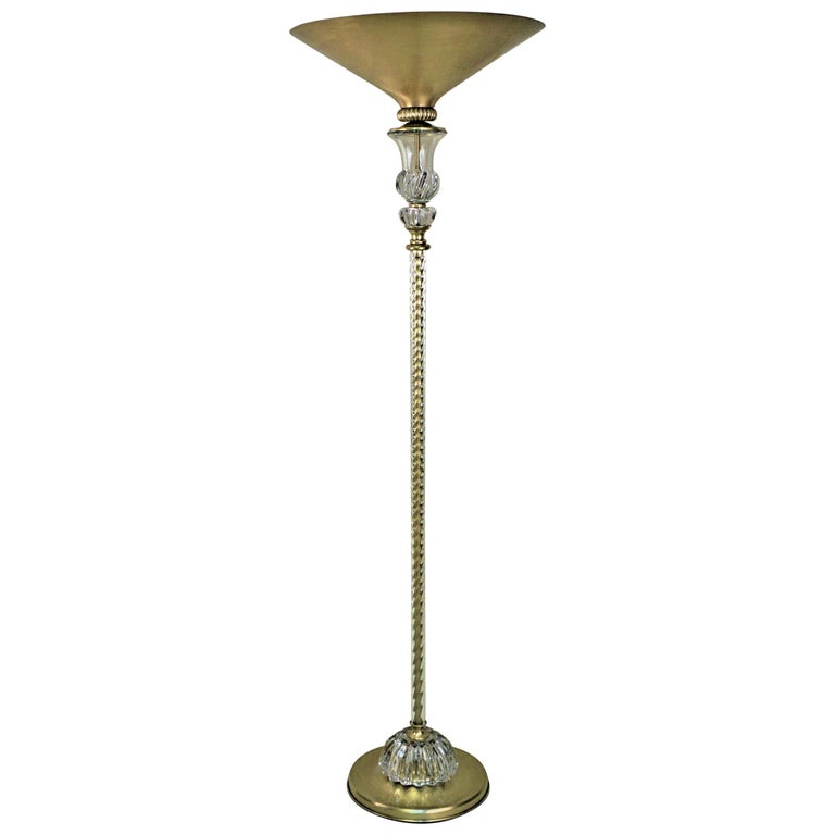 Baccarat Crystal Style Art Deco Torchiere Floor Lamp at 1stDibs