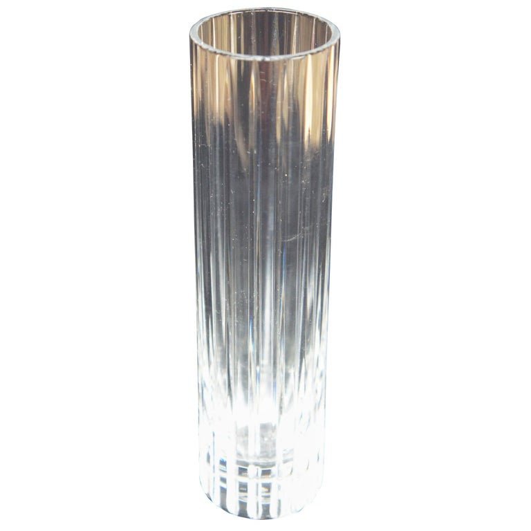 Baccarat Cut Crystal Harmonie Fluted Single Stem Cylinder Flower Bud Vase For Sale at 1stDibs