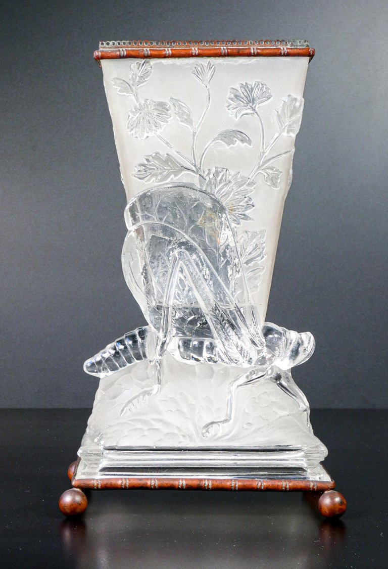Baccarat "Locust" Vase in Glass and Bronze, Art Nouveau, France, Early ...