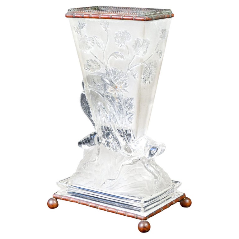 Baccarat "Locust" Vase in Glass and Bronze, Art Nouveau, France, Early ...