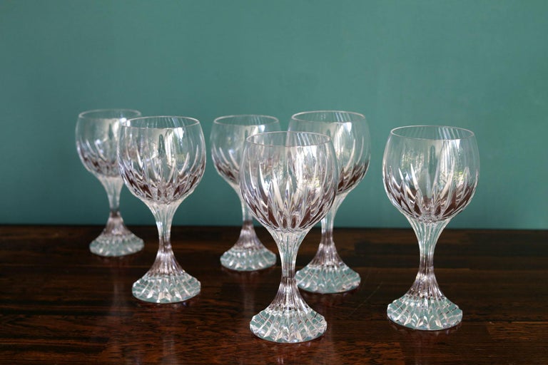 Baccarat "Massena" Set of 6 Crystal White Wine Glasses For Sale at 1stDibs